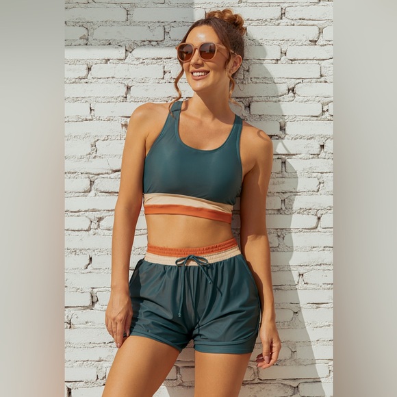 SeaFancy | Swim | Seafancy Teal Colorblock Zipper Back Sporty Bikini ...